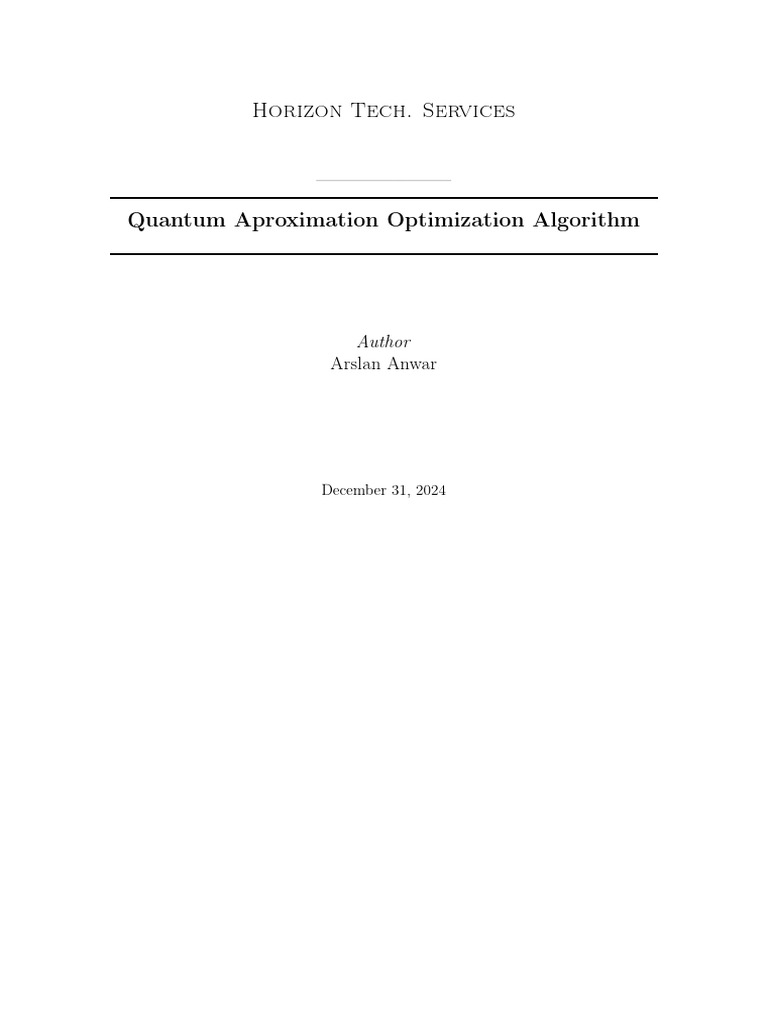 Quantum Aproximation Optimization Algorithm: Horizon Tech. Services | PDF
