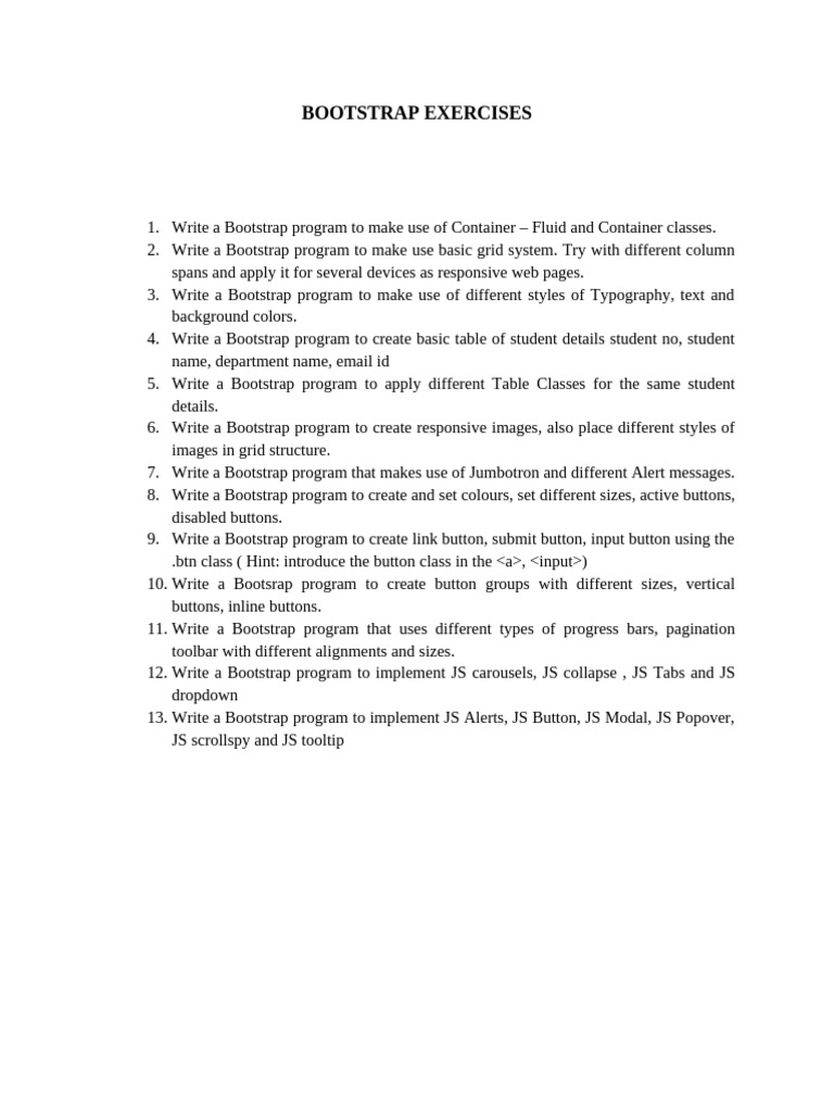 BOOTSTRAP EXERCISES for record | PDF