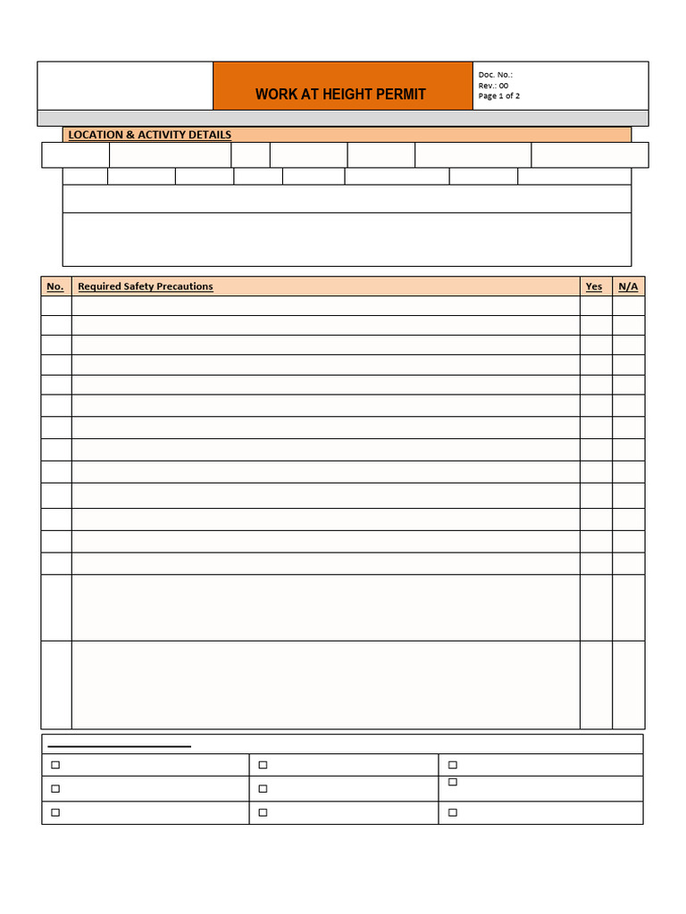 Work at Height Permit Updated | PDF | Safety | Scaffolding