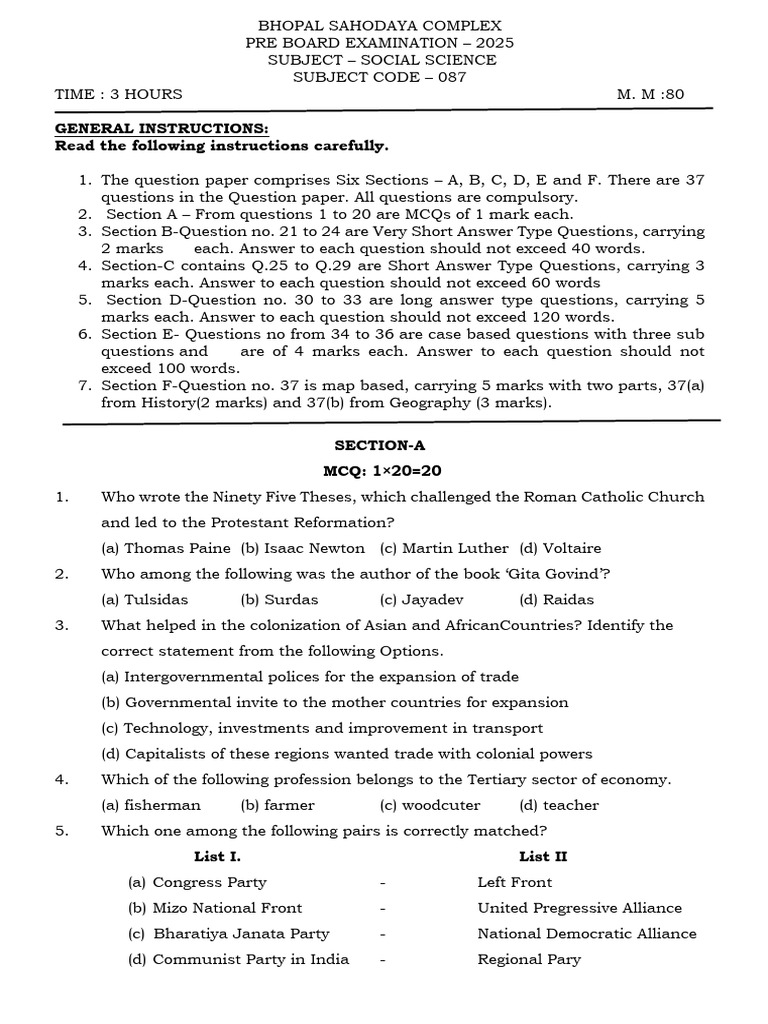 Cbse X Social Science Set-3 QP | PDF | Democracy | Political Ideologies