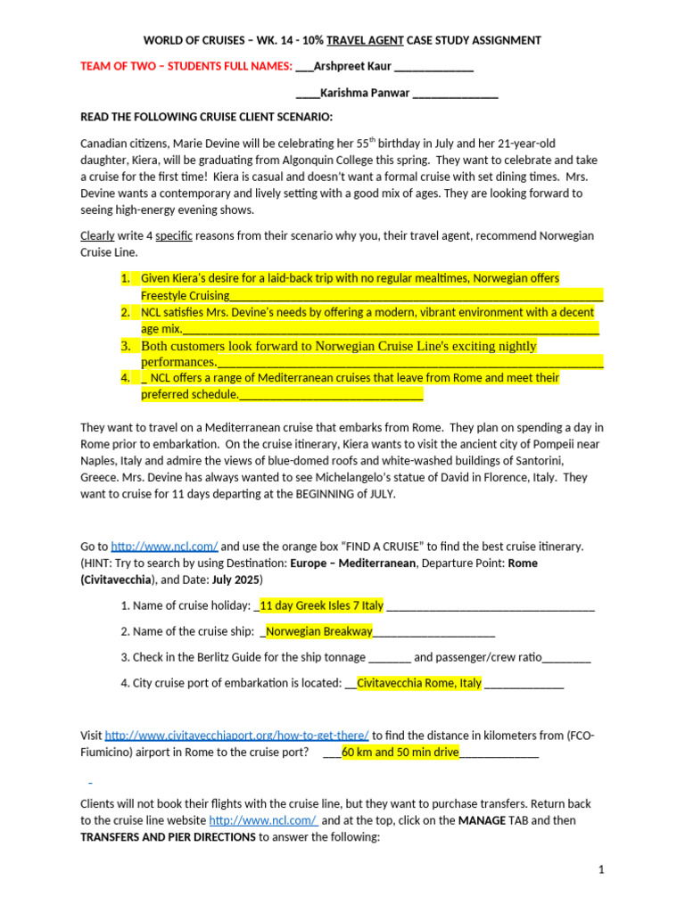 1 Case Study | PDF | Cruise Ship | Ships