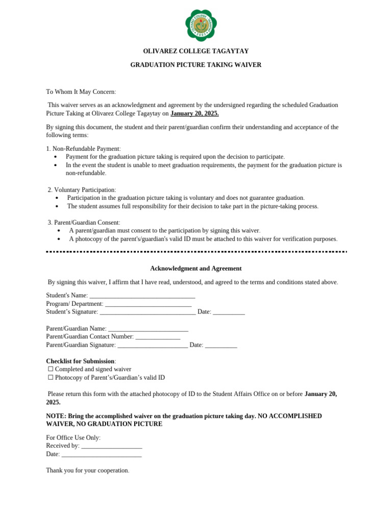 Grad Pic Waiver | PDF