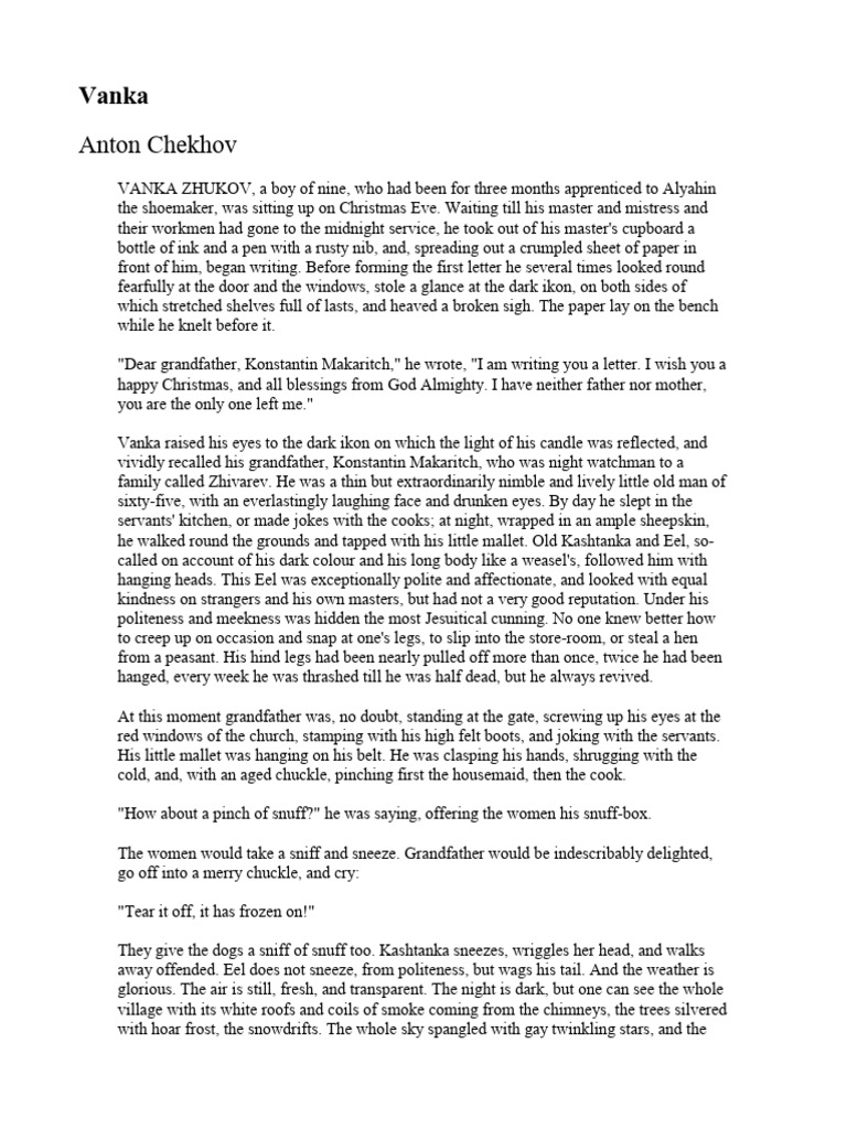 Vanka's Plea: Chekhov's Tale | PDF