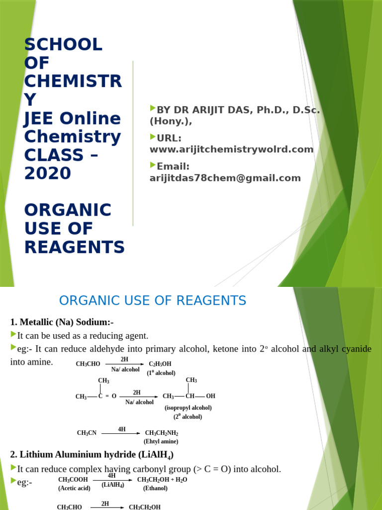Organic Use of Reagents | PDF | Hydroxide | Aldehyde