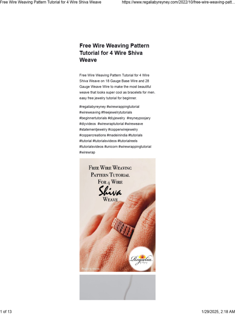 Wire Weaving Pattern Tutorial for 4 Wire Shiva Weave | PDF ...