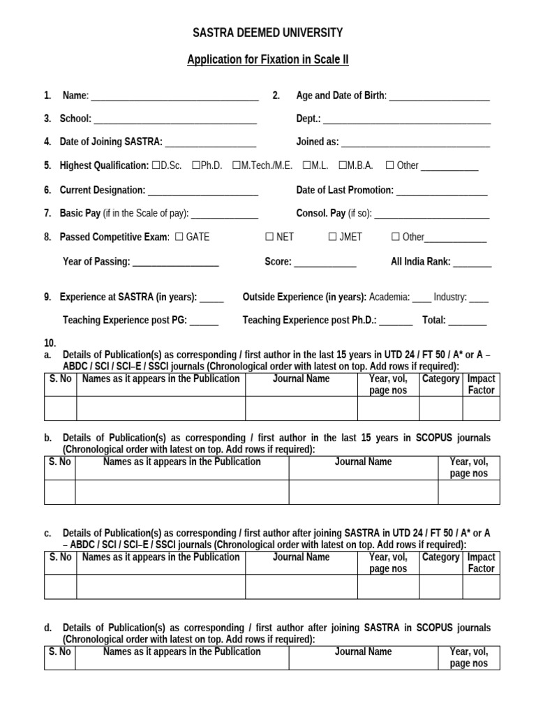 SASTRA University Scale II Application | PDF | Vocational Education | Educational Stages