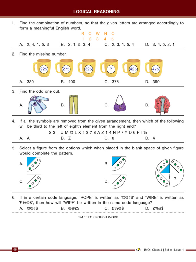 Class 4 IMO Level 1 Practice Questions | PDF