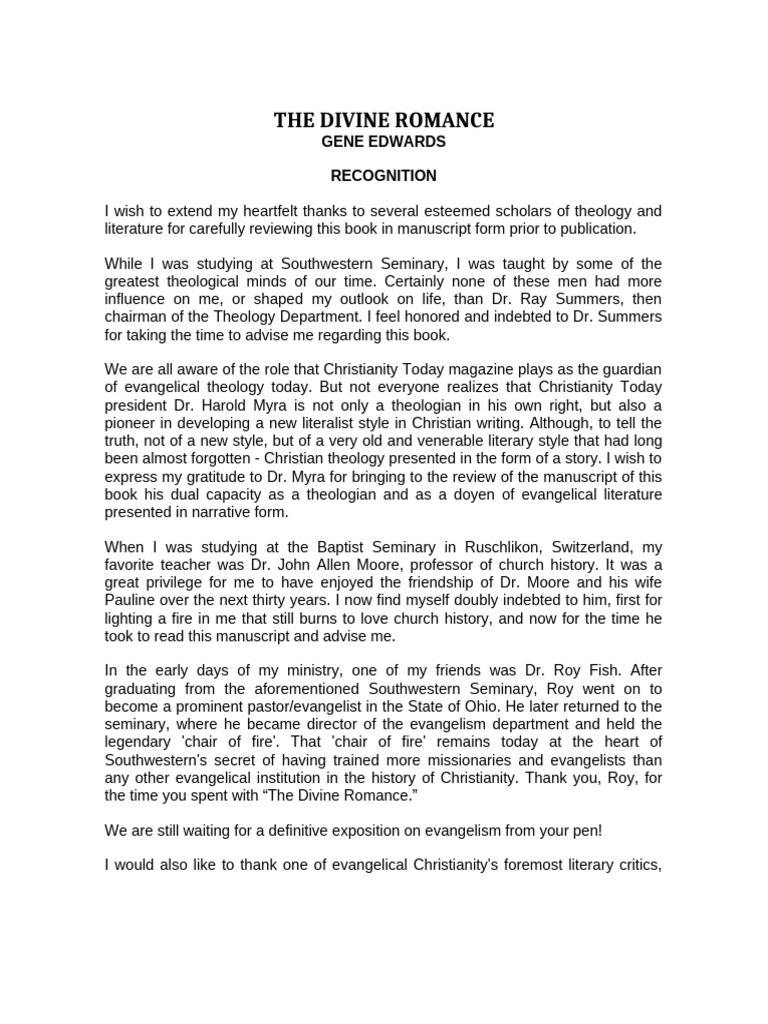 The Divine Romance | PDF | Angel | Theology