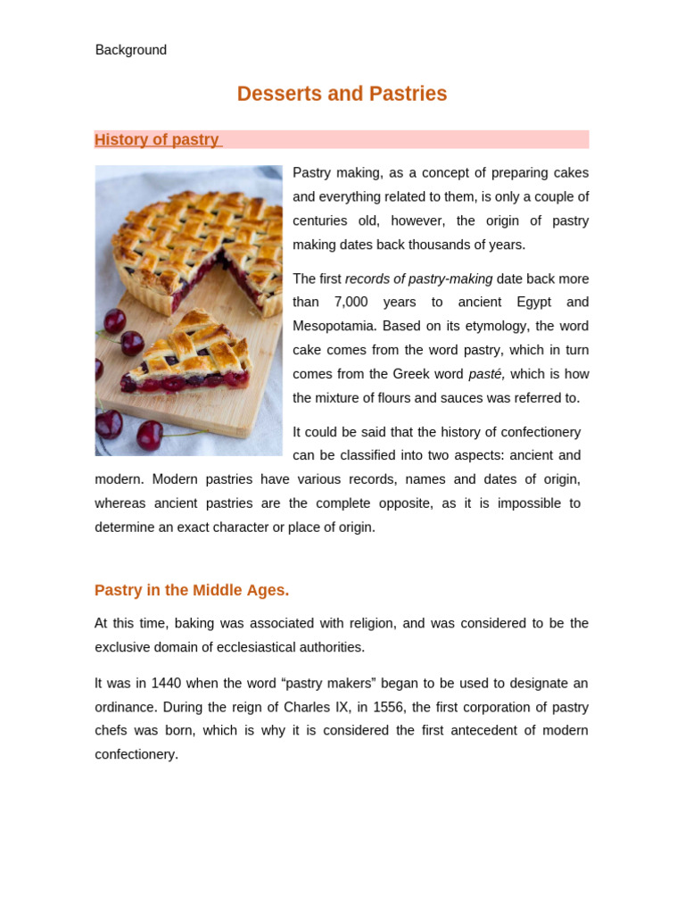 Origins of Pastry Making | PDF | Desserts | Confectionery