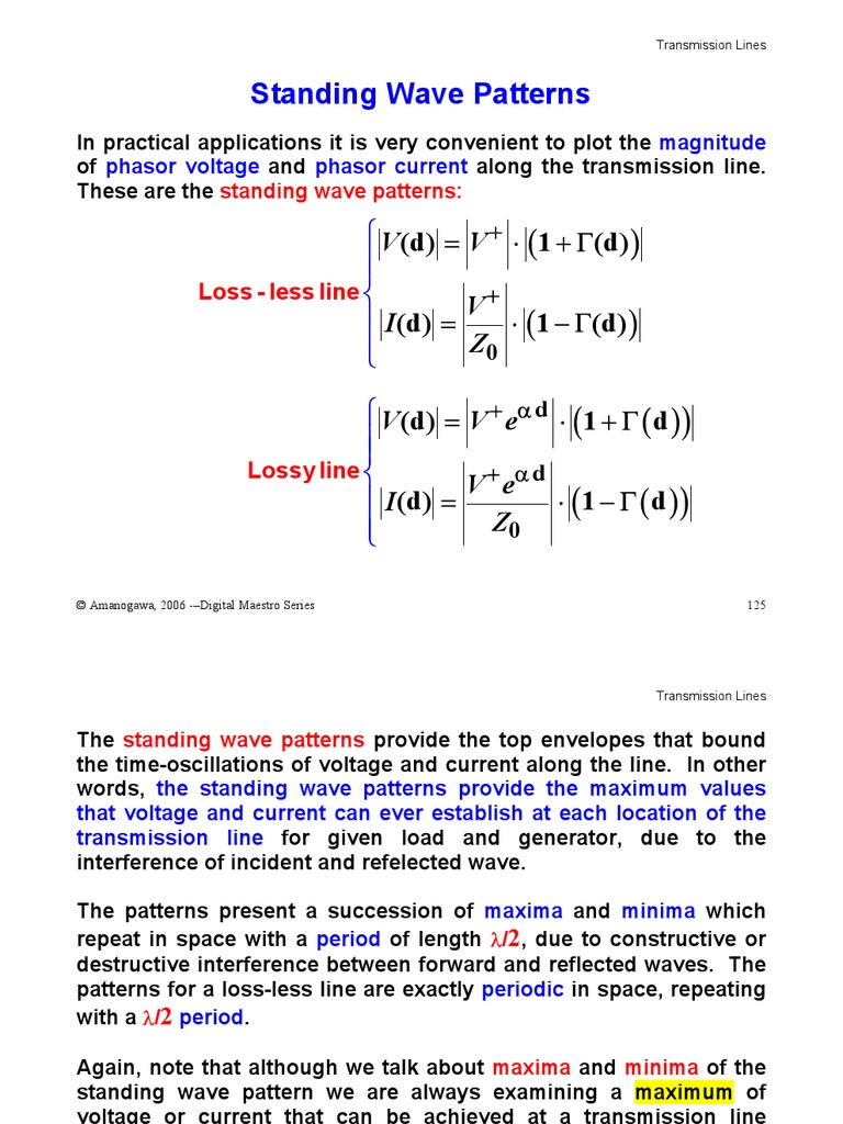 Voltage Standing Wave Ratio Pattern | PDF | Transmission Line | Electromagnetism
