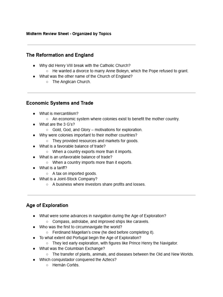 Mid Term Review 9th Grade US HISTORY | PDF | American Revolutionary War ...