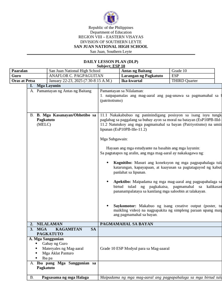 Esp DLP Week 5 Part 2 | PDF