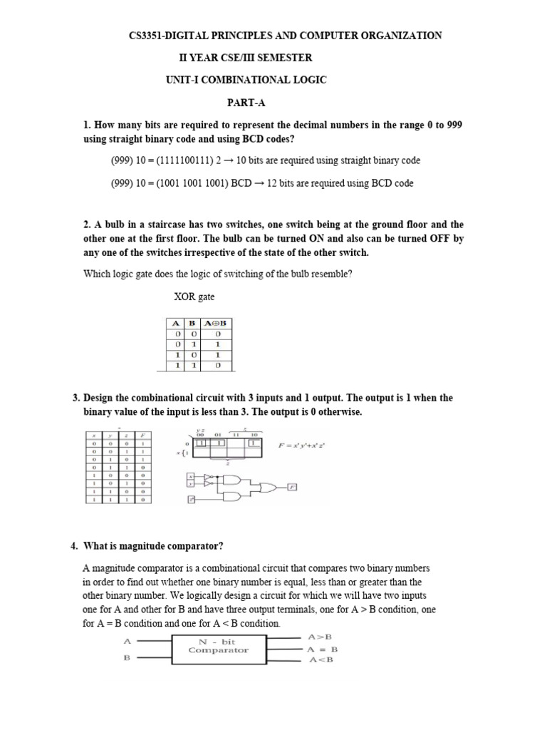 Cs3351-Dpco Imp Ques | PDF | Computer Engineering | Digital Electronics