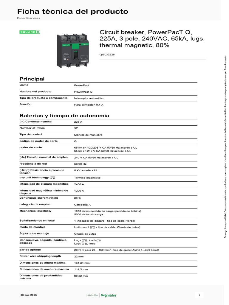 FT SE - Interruptores en Caja Moldeada Powerpact Marco Q - QGL32225 ...