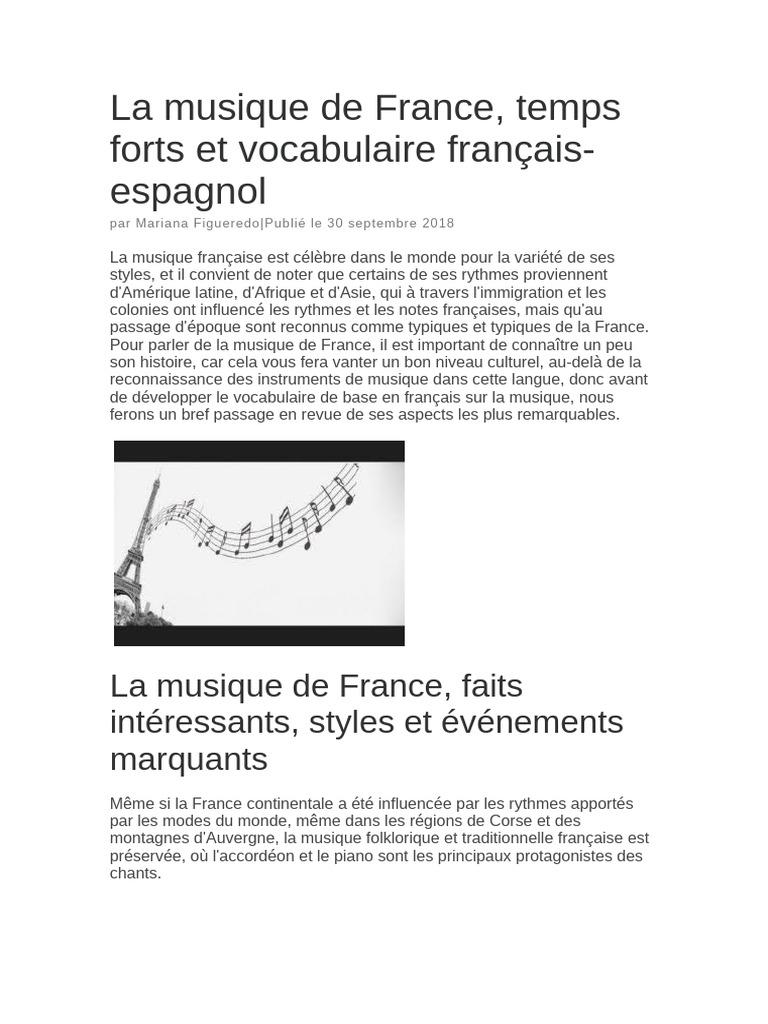 Musique française : histoire et vocabulaire | PDF | Musicologie