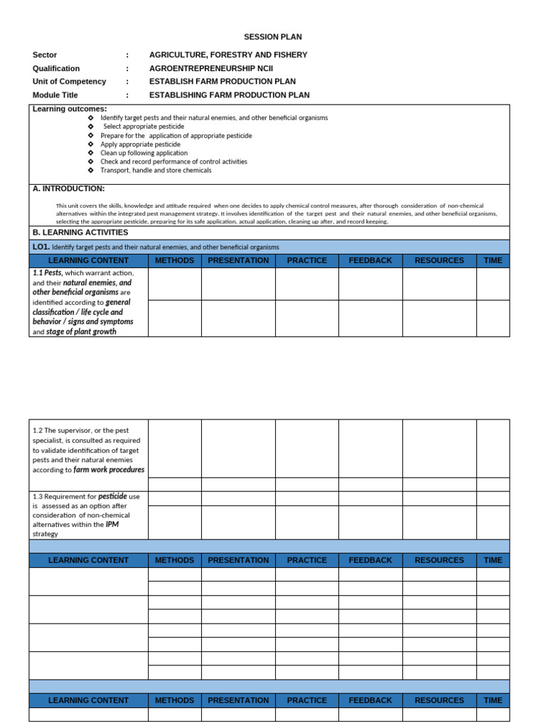 Session Plan | PDF | Pesticide | Agriculture