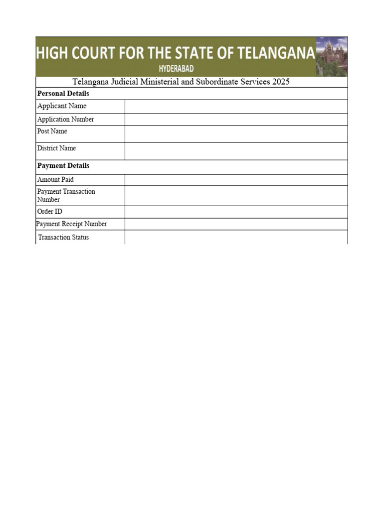 Telangana Judicial Services Application Details | PDF