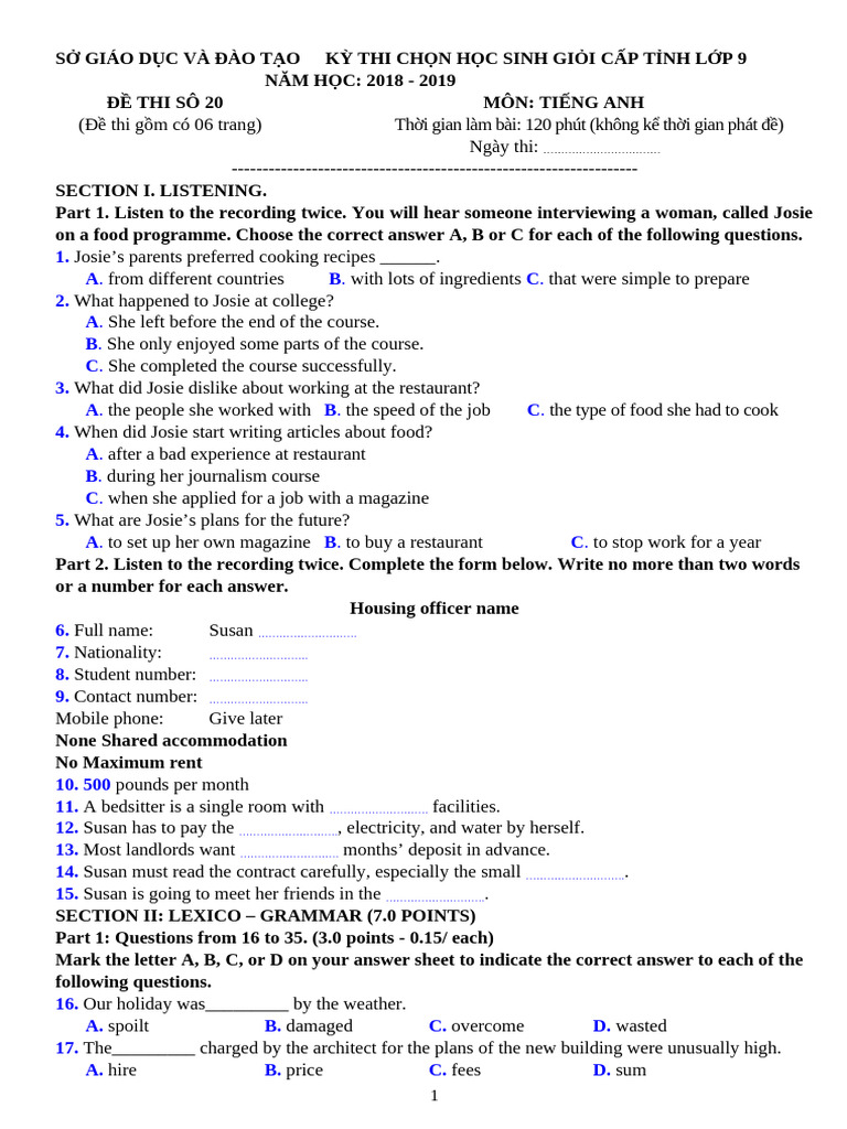đề thi HSG anh 9 có file nghe đáp án Script đề 20 | PDF | News