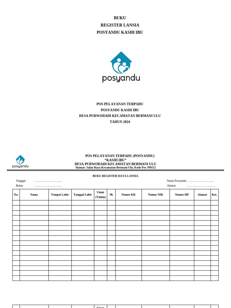 Buku Register Lansia | PDF