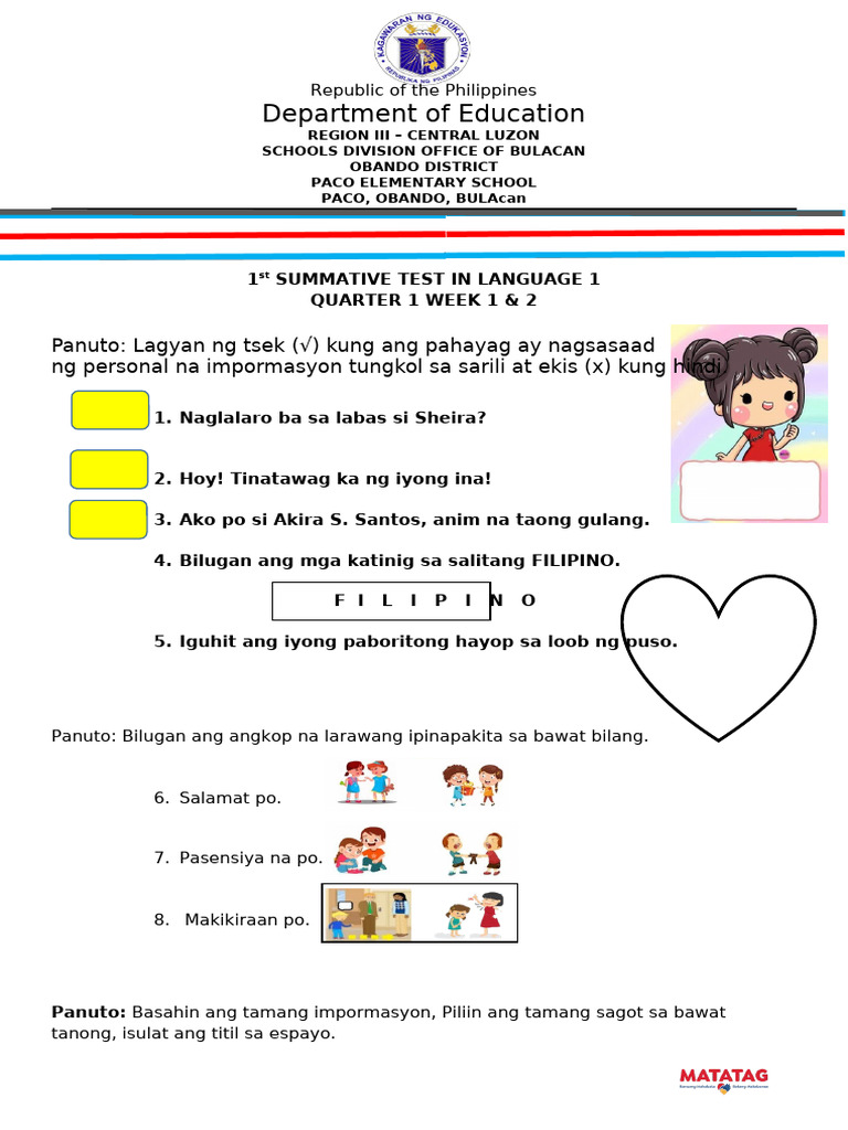 Q1 Summative Week1 2 Language | PDF