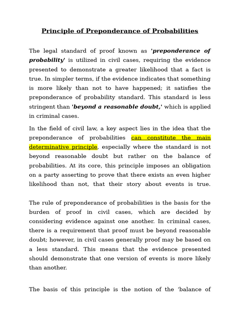 Understanding Preponderance of Probabilities | PDF | Burden Of Proof ...