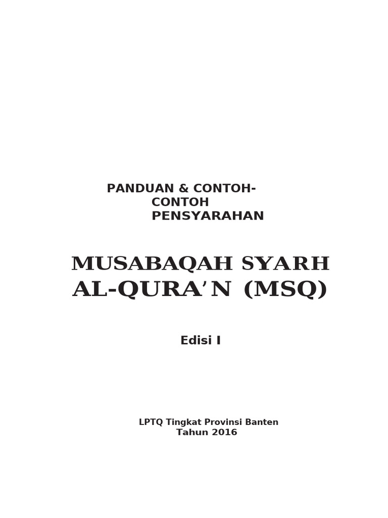 Panduan Pensyarahan Musabaqah Al-Qur'an | PDF