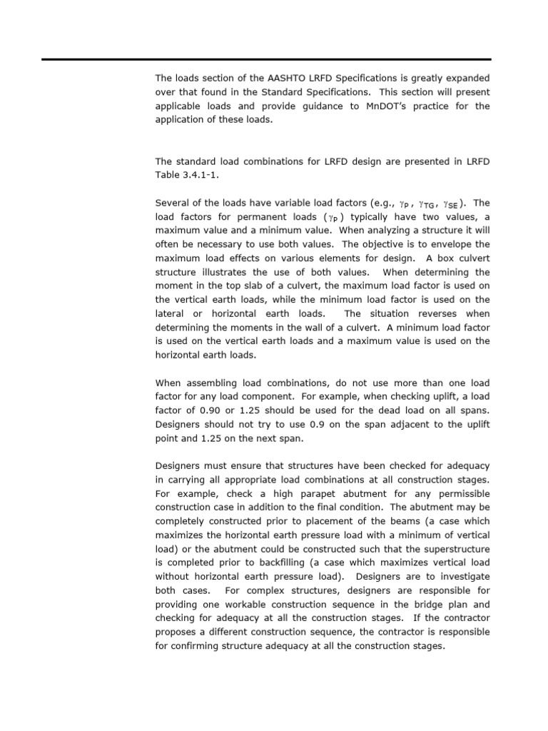 LRFD Load Factors and Combinations | PDF | Structural Load | Concrete