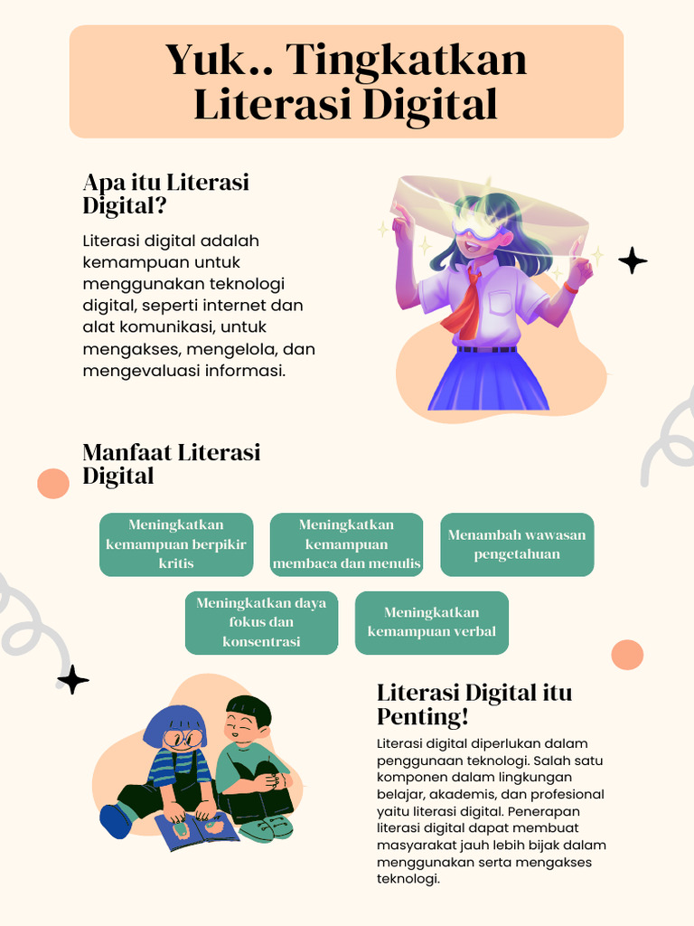 Krem Dan Hijau Ilustrasi Yuk.. Tingkatkan Literasi Poster | PDF