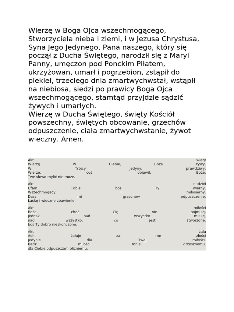 Wierzę W Boga Ojca Wszechmogącego | PDF