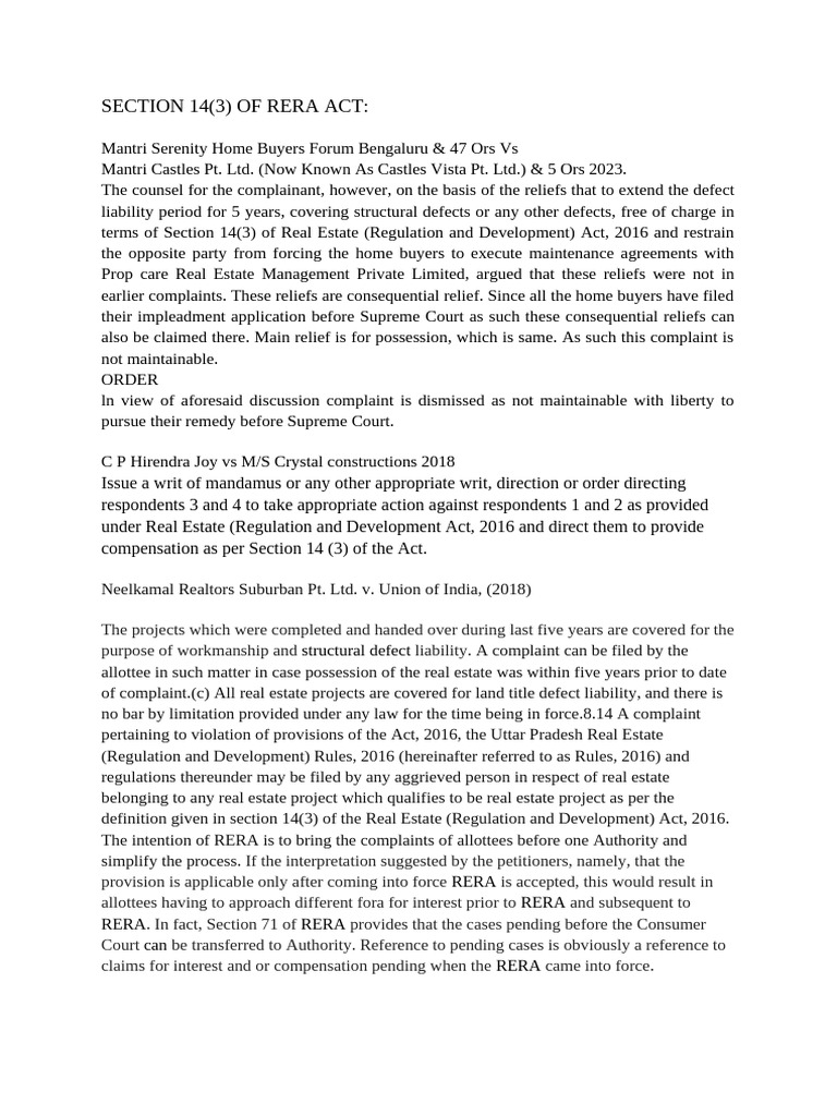 Section 14 (3) of Rera Act | PDF | Public Law | Common Law