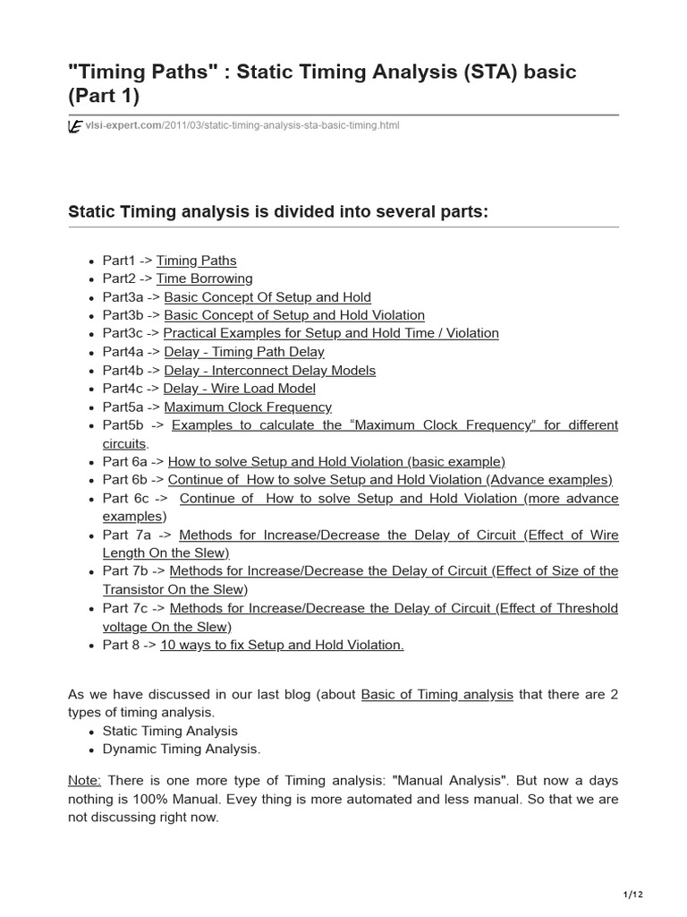 Sta-types of Paths | PDF | Electronic Circuits | Digital Technology