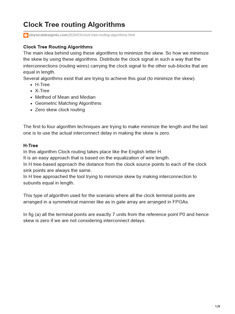 Clock Tree Routing Algorithms Pdf Routing Algorithms