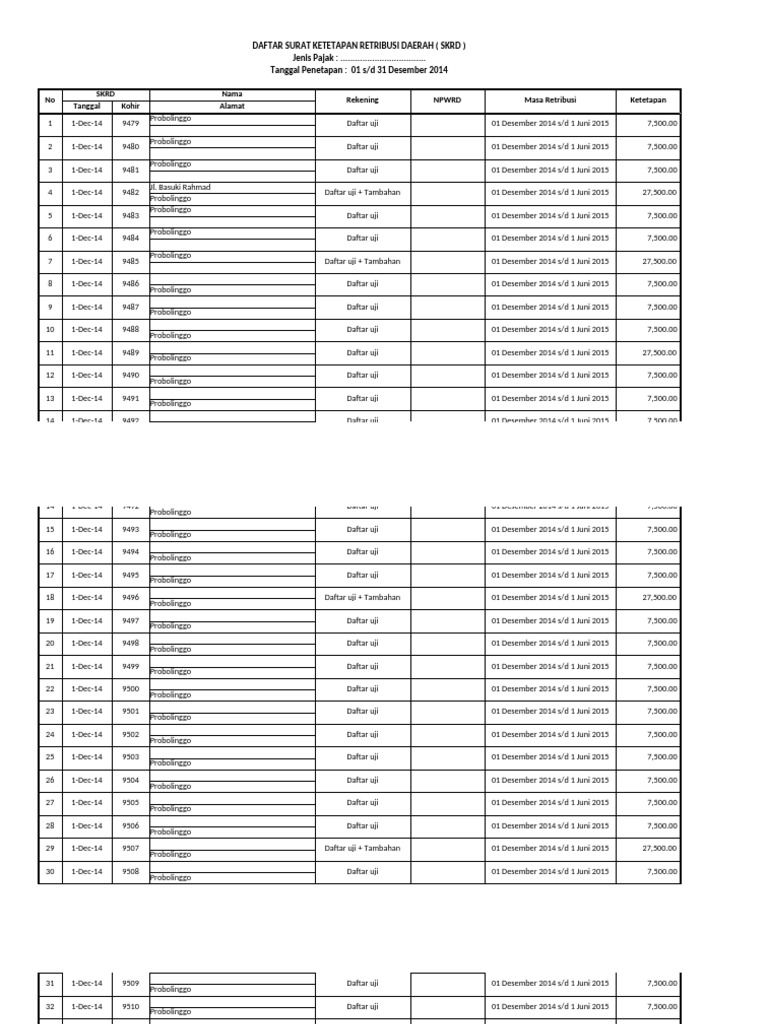 Contoh Rekap SKRD | PDF