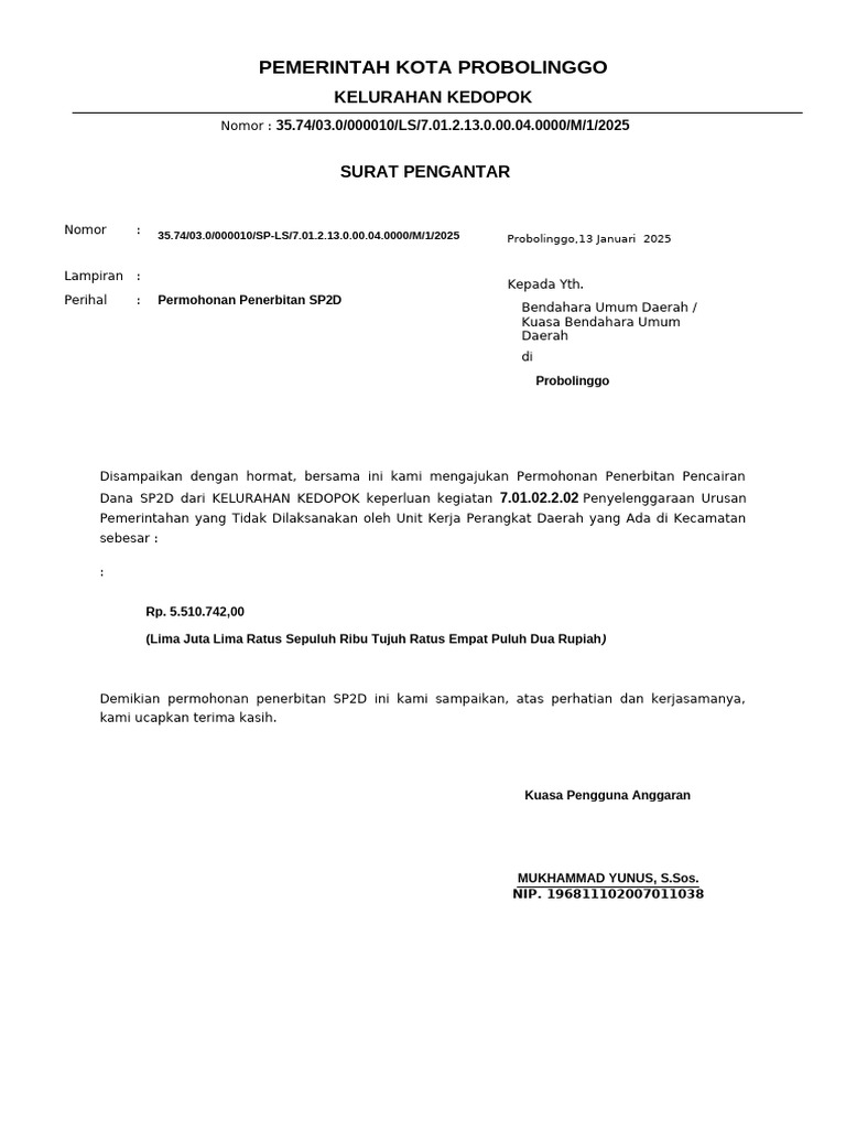Surat Pengantar SPM | PDF