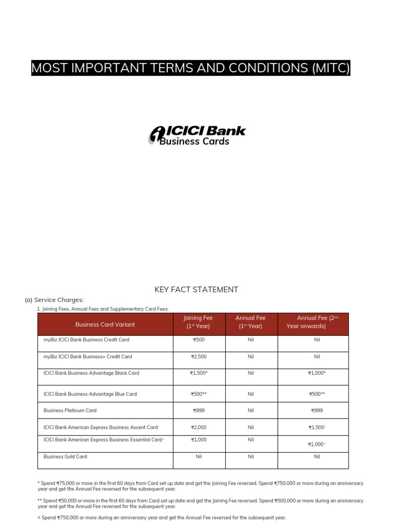 Mitc Terms and Conditions Business | PDF | Credit Card | Interest