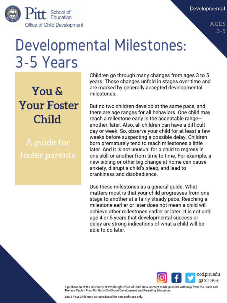 Developmental Milestones for Ages 3-5 | PDF | Child Development ...