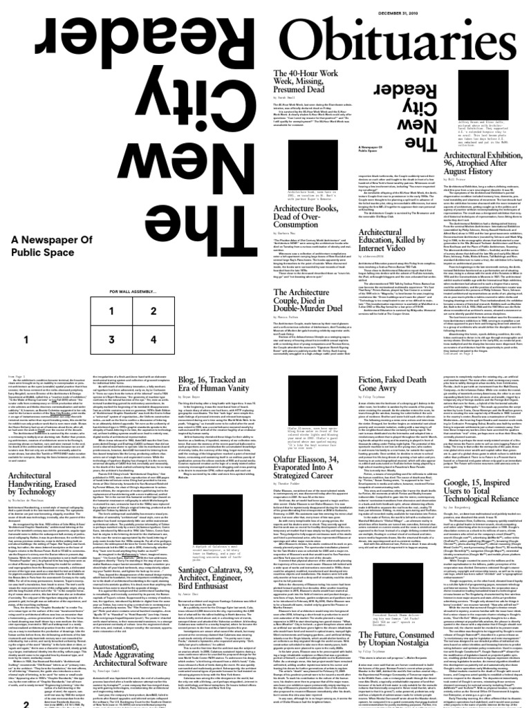 Obituaries: A Newspaper of Public Space | PDF | Sans Serif | Typefaces