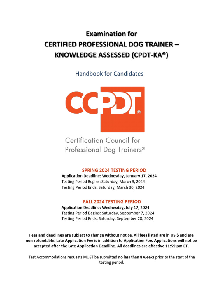 CPDT KA Candidate Handbook 2024 FINAL | PDF | Americans With ...