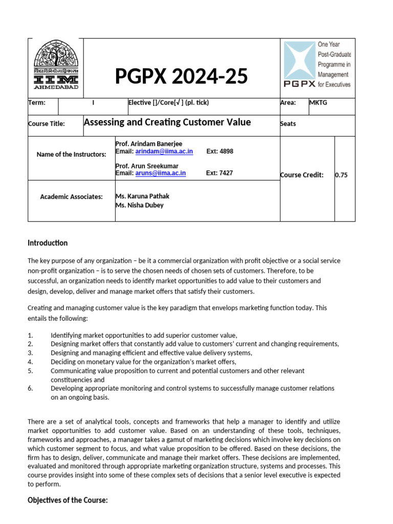 ACCV - Course Outline 2024-25 | PDF | Marketing | Marketing Strategy