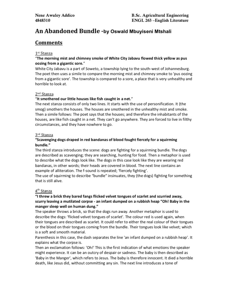 An Abandoned Bundle Assignment | PDF | Poetry