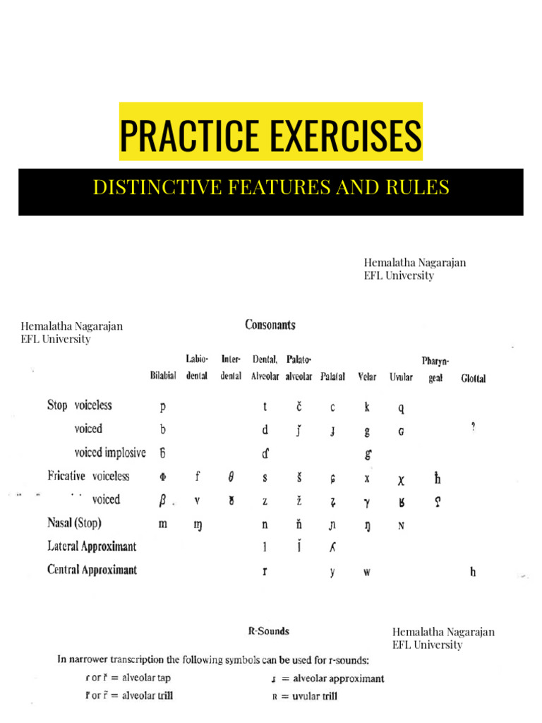 Main Practice Exercises - Distinctive Features | PDF