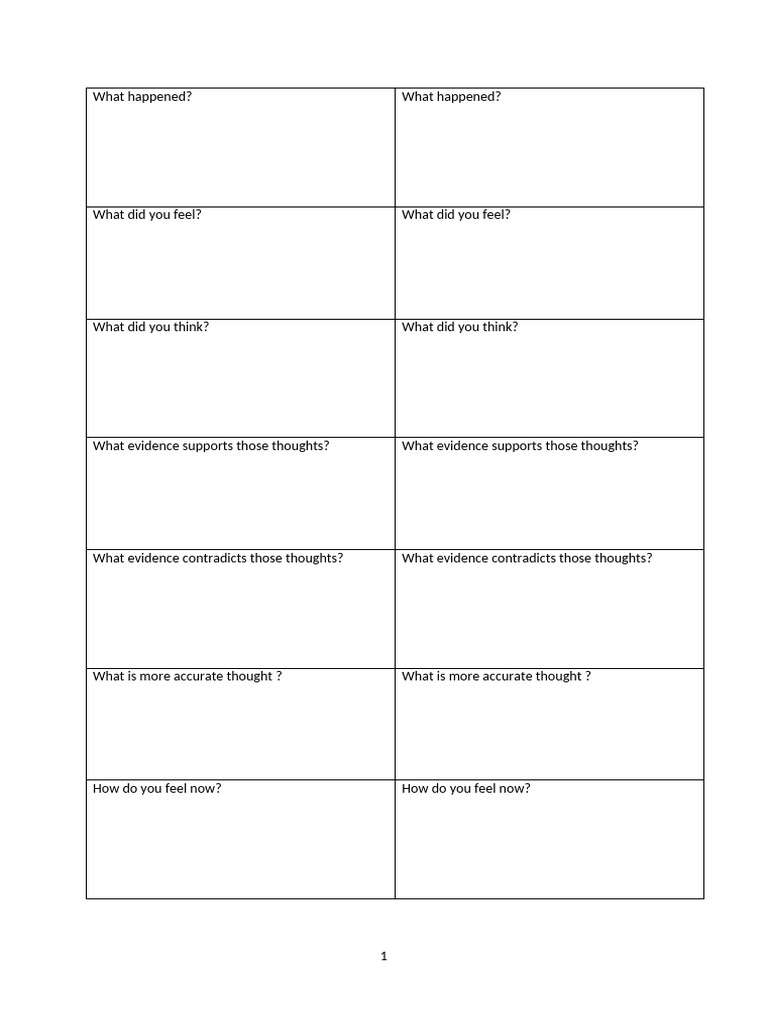 7-Column Thought Record Worksheet | PDF