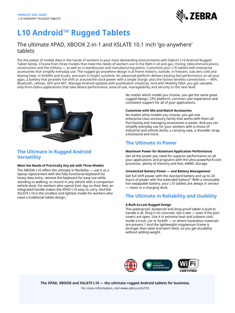 l10 Android Spec Sheet en GB | PDF | Ieee 802.11 | Android (Operating ...