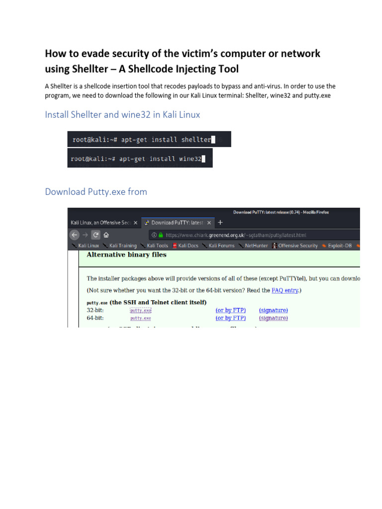 Using Shellter for Meterpreter Attacks | PDF | Computing | System Software
