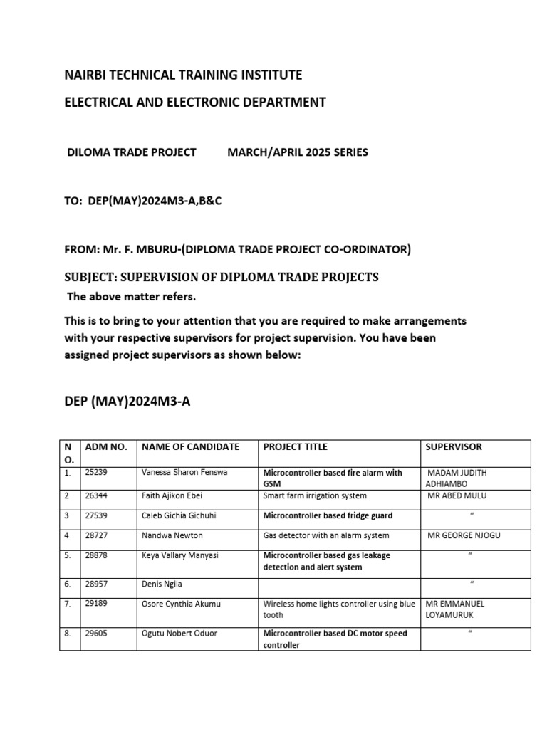 Dep Projects Supervisors May 2024-1 | PDF | Electricity | Electrical ...