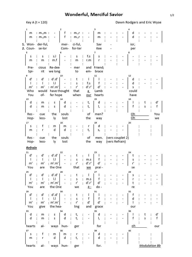 Wonderful Merciful Savior Lyrics | PDF