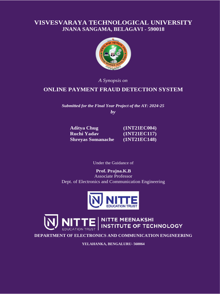 Final Synopsis Fraud Detection | PDF | Machine Learning | Statistical Classification