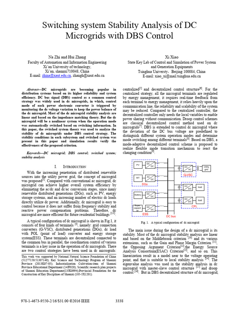 Switching system Stability Analysis of DC | PDF | Distributed Generation | Applied Mathematics