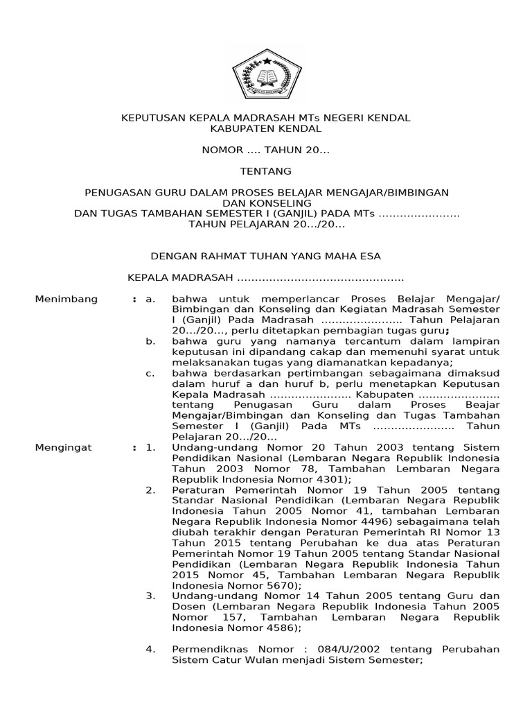 A.6 Konsider SK Penugasan Guru Madrasah | PDF