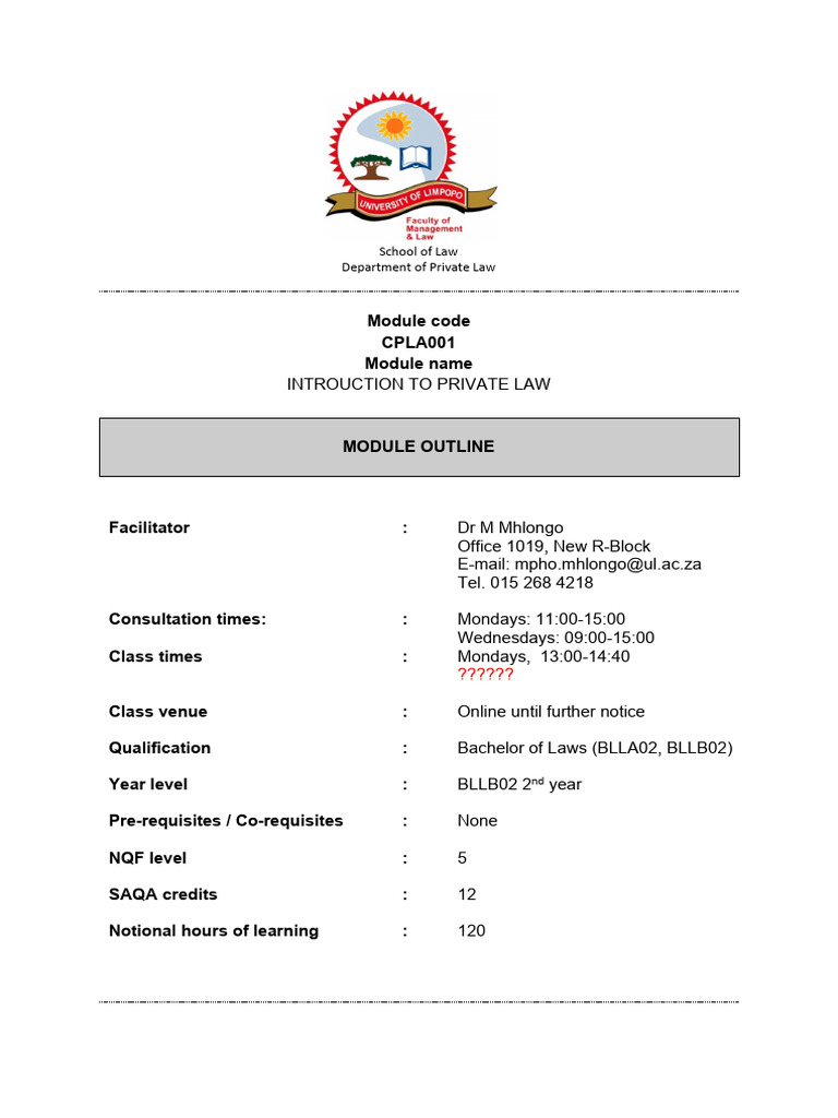 MODULAR OUTLINE 2025.pdf | PDF | Learning | Academic Term